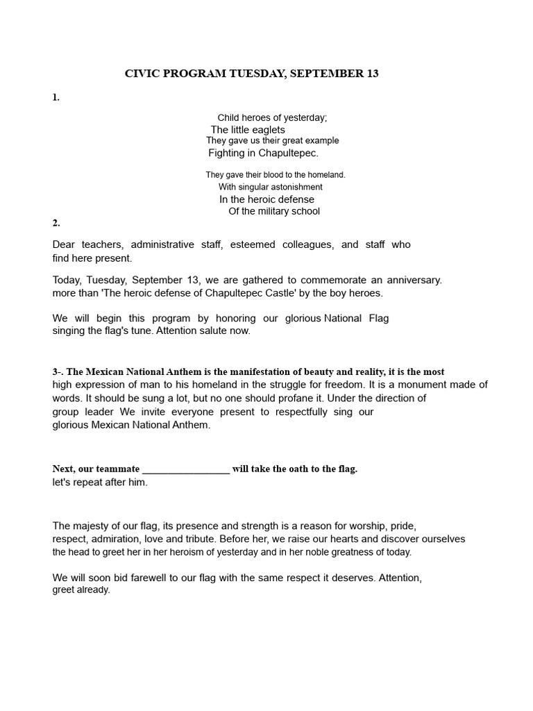 Civic Program September 13 | PDF