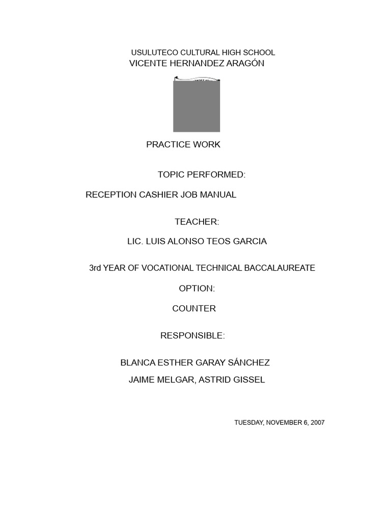 Reception Cashier Job Manual Guide | PDF | Credit Card | Cheque
