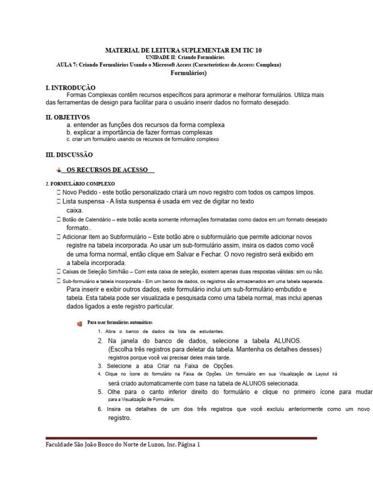 RM 5 - Criando Formulários Usando o Microsoft Access (Características ...