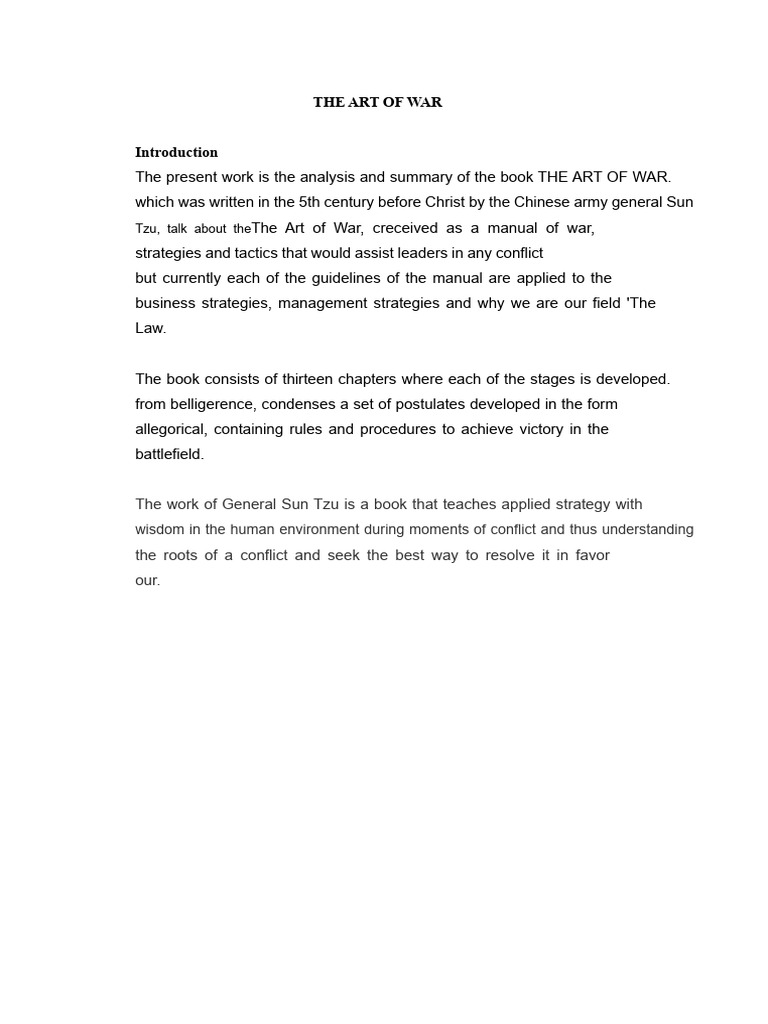 Summary of The Book The Art of War | PDF | The Art Of War | Espionage