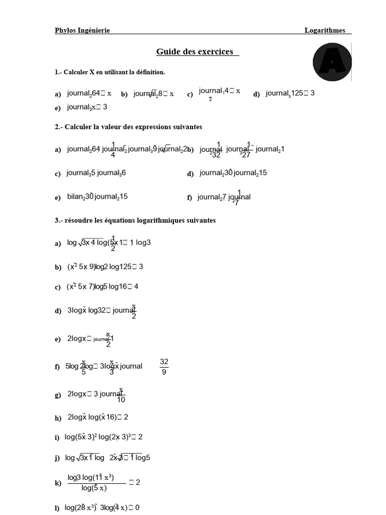 Guide - Logarithmes | PDF | Mathématiques