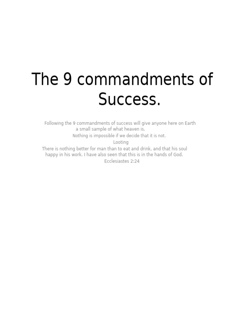 9 Commandments for Achieving Success | PDF | Patience
