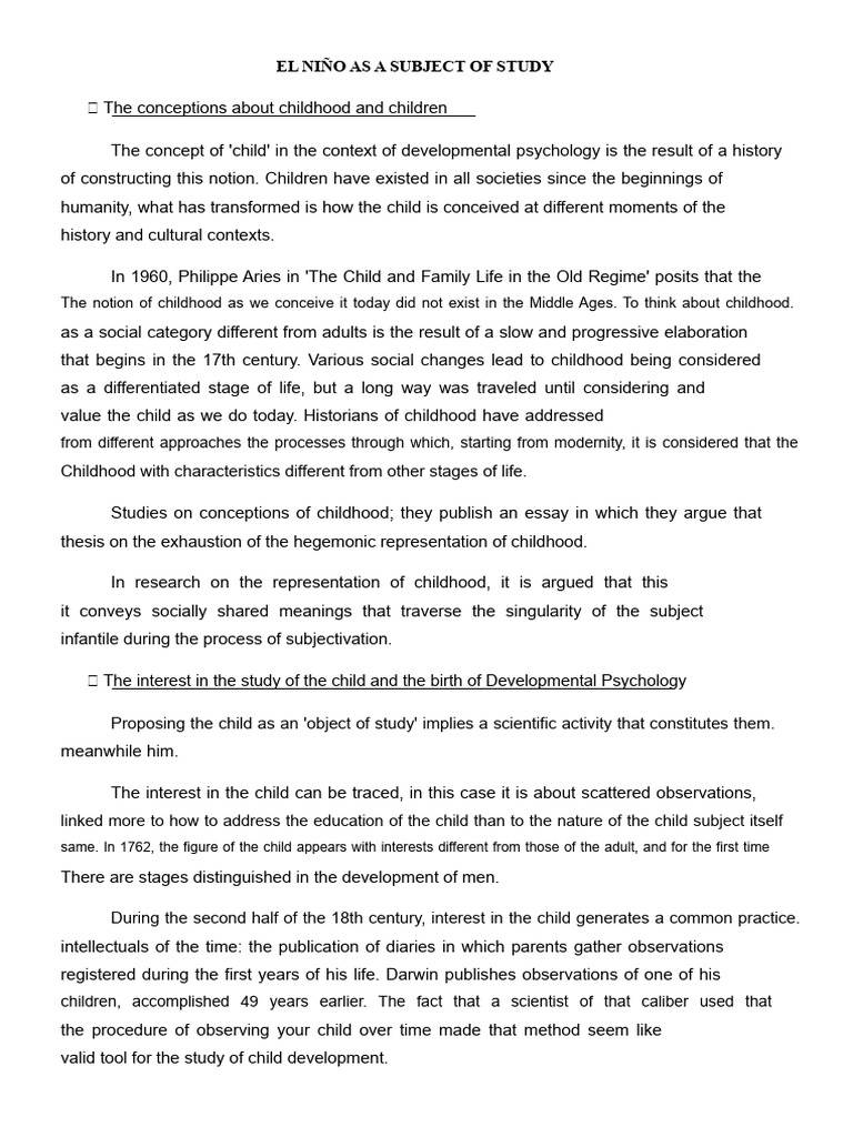 The Child As Object of Study | PDF | Psychology | Developmental Psychology
