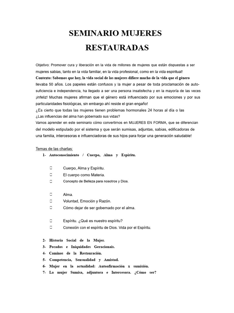 Seminario Mujeres Restauradas | PDF | David | Pecado