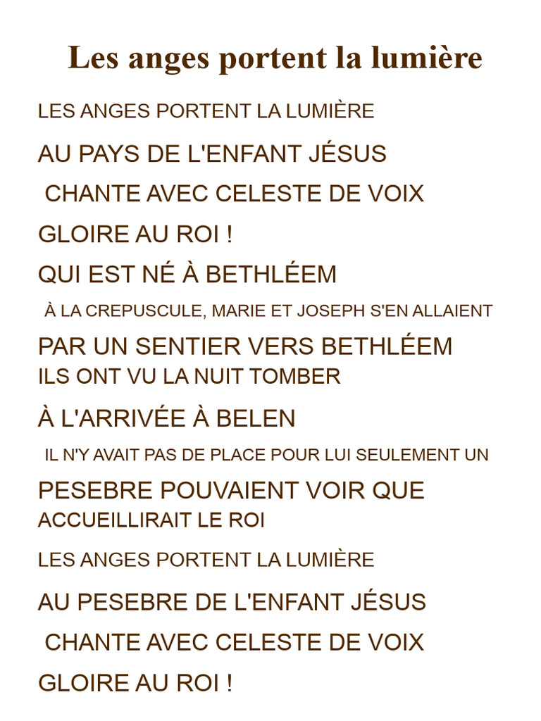 Les Anges Portent La Lumière | PDF | Noël | Jésus