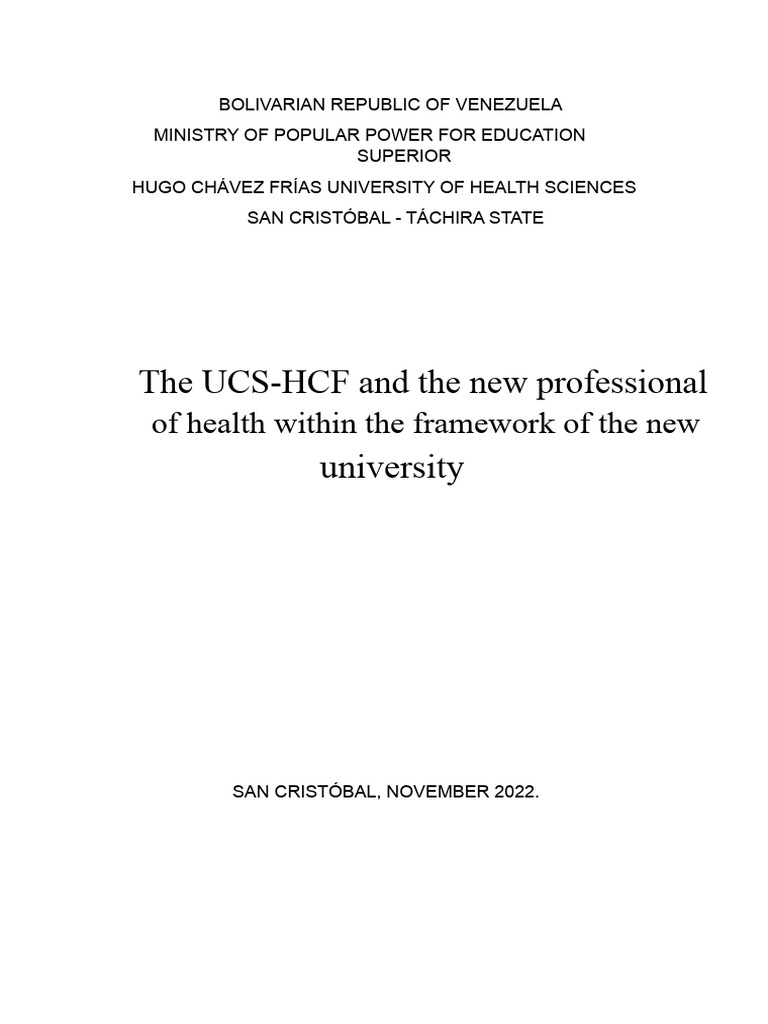 Ucs HCF The New Health Professional Section B | PDF | University ...
