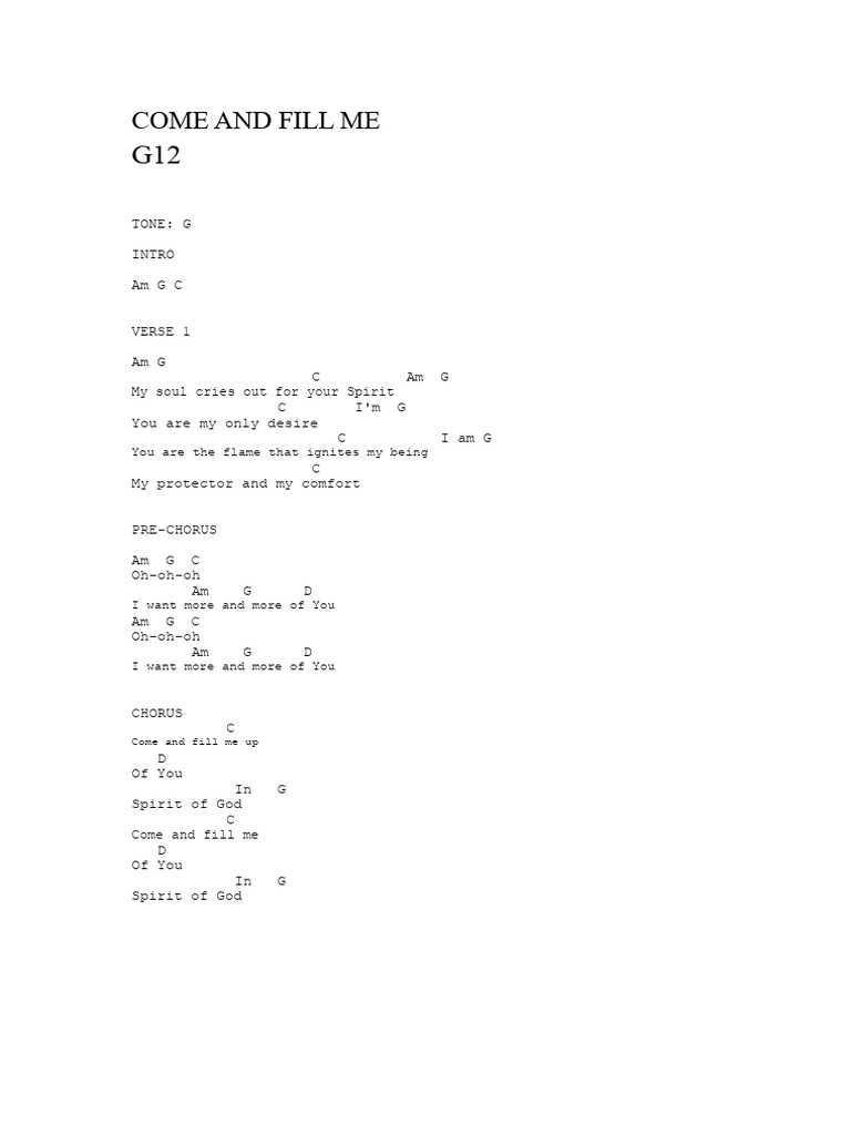 Come and Fill Me - Generation 12 | PDF