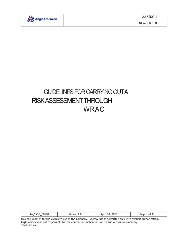 WRAC Risk Assessment Guidelines | PDF | Risk | Hazards