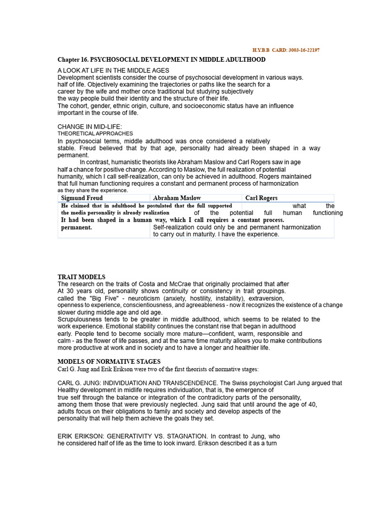 TASK 7 Chapter 16 Psychosocial Development | PDF | Grandparent | Family