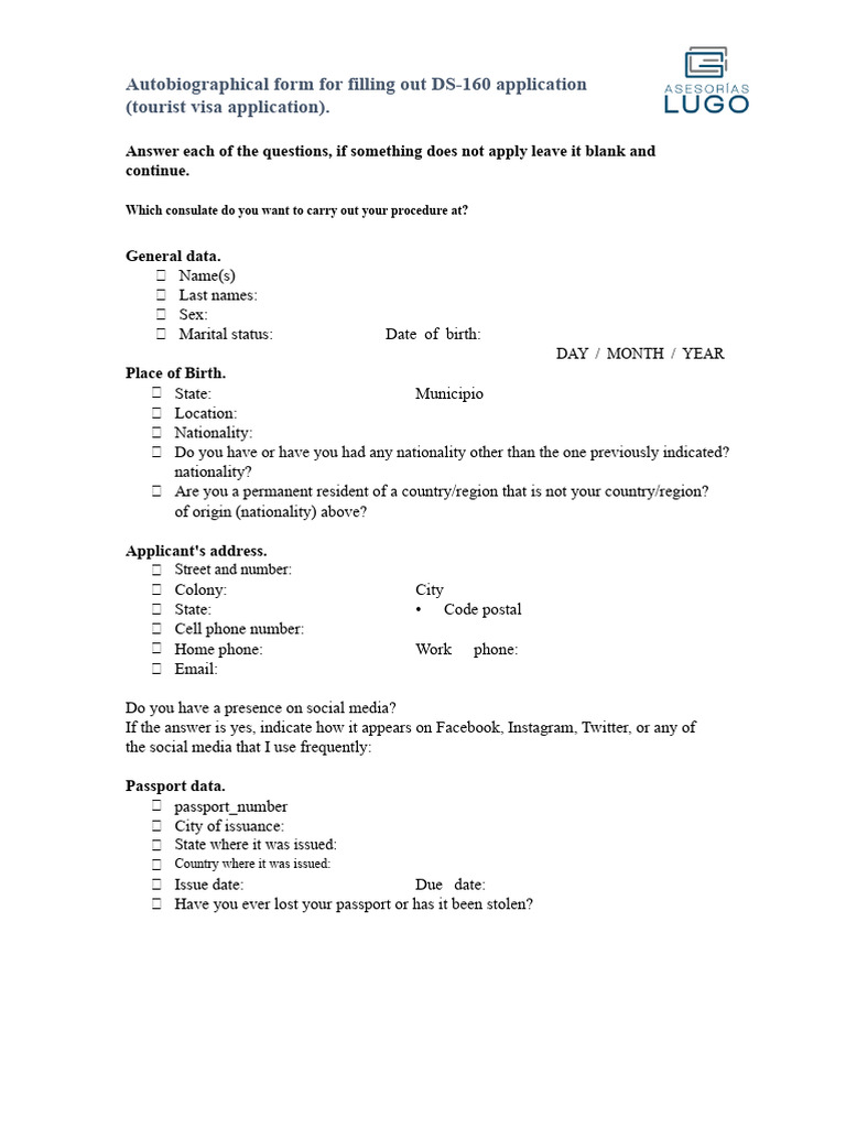 DS-160 DRAFT.pdf | PDF | Travel Visa | Family