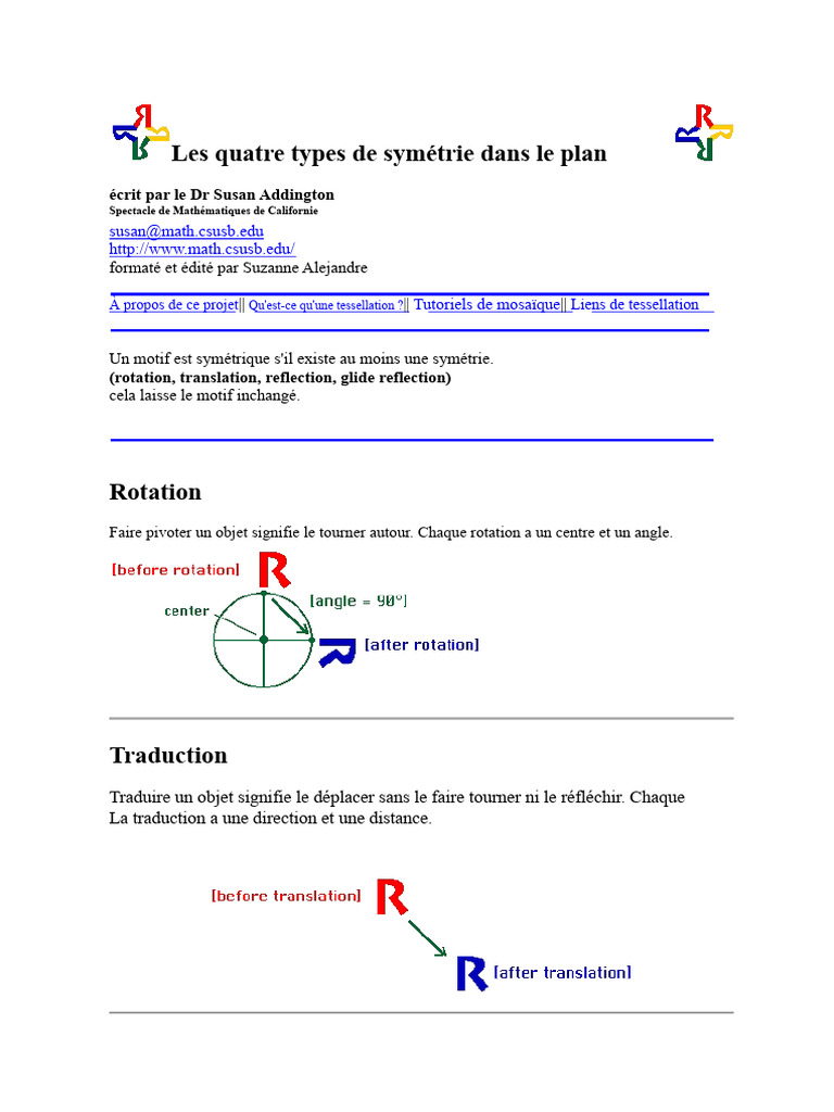 Types de symétrie dans le plan | PDF | Symétrie | Miroir
