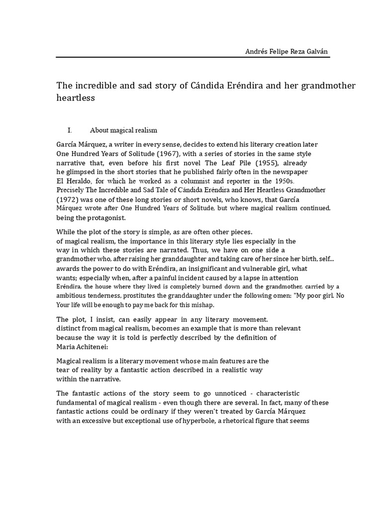 Cándida Eréndira: A Magical Realism Analysis | PDF | Gabriel García Márquez