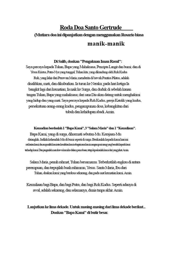 Roti Doa Santa Gertrude | PDF