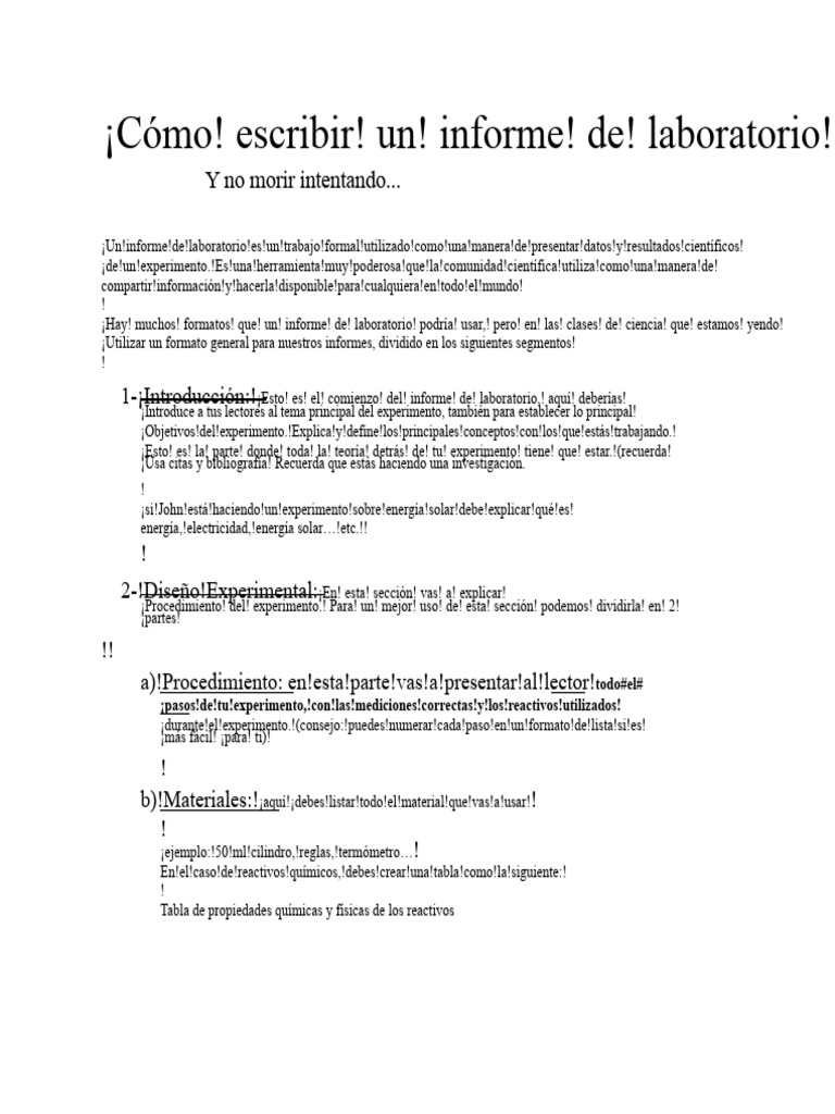 Cómo Escribir Un Informe de Laboratorio | PDF | Experimentar | Laboratorios