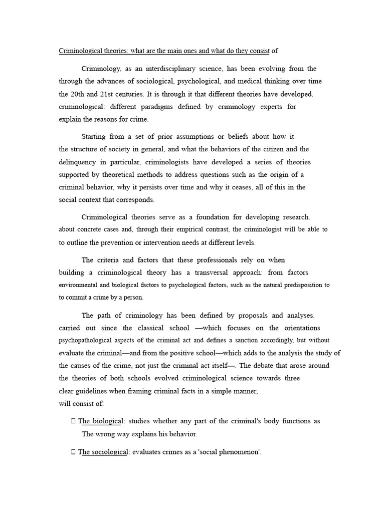 Criminological Theories | PDF | Criminology | Crimes