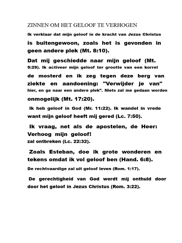Zinnen Om Het Geloof Te Vergroten PDF | PDF