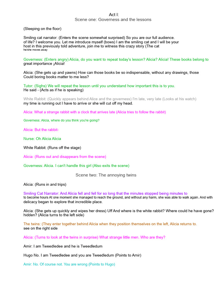 Alice in Wonderland: Theater Script | PDF | Alice (Alice's Adventures ...