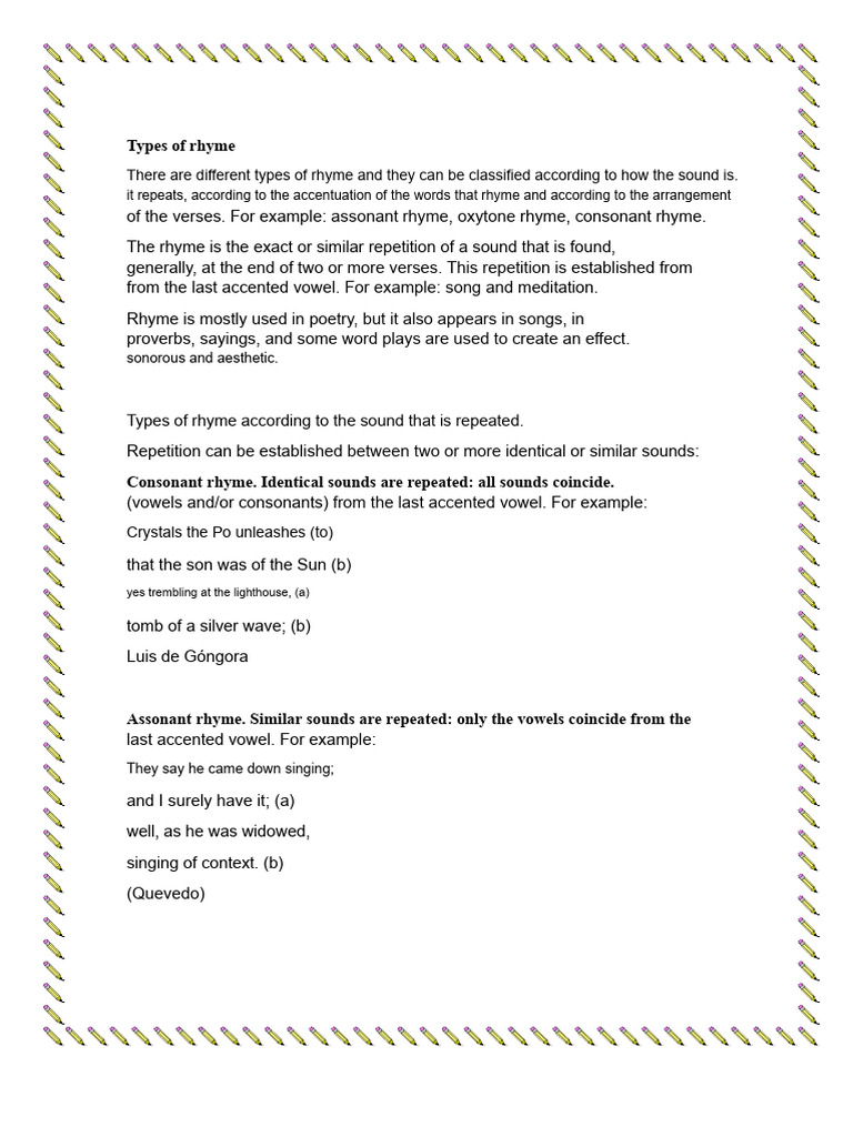 Types of rhyme | PDF | Poetry | Rhyme