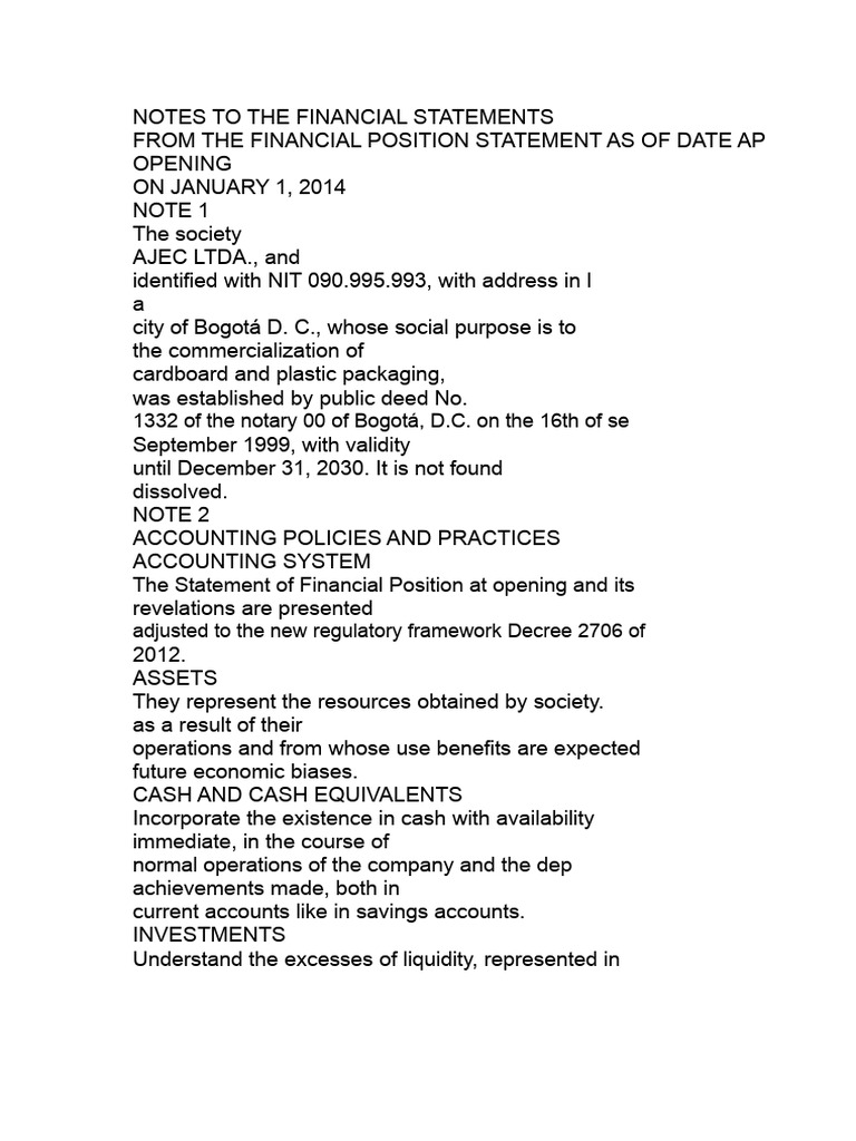 NOTES TO THE FINANCIAL STATEMENTS Group 3 | PDF | International ...