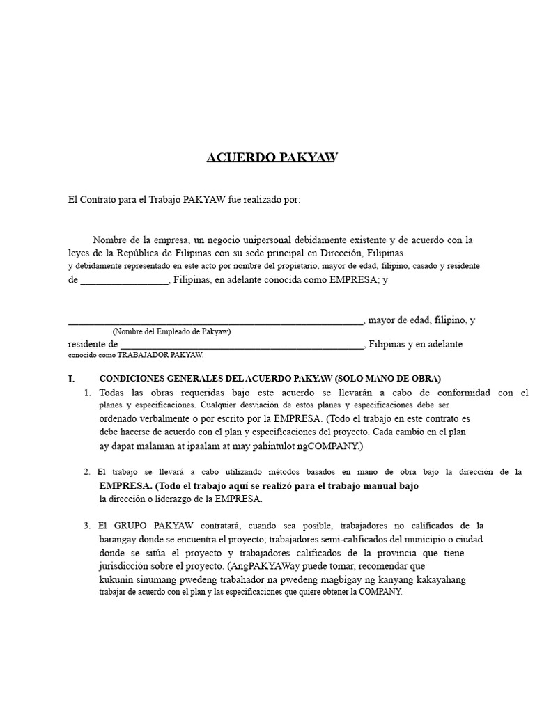 Acuerdo Pakyaw 2 | PDF | Salario | Economias