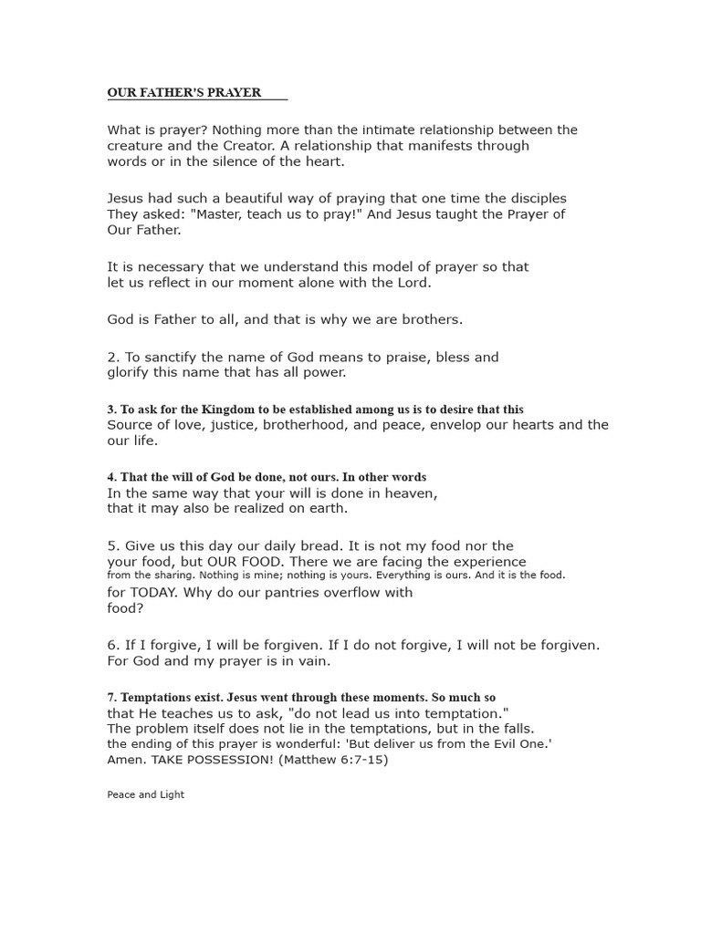 OUR FATHER PRAYER | PDF | Lord's Prayer | Prayer