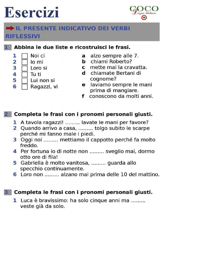 2 Reflexive Verbs EXERCISES | PDF