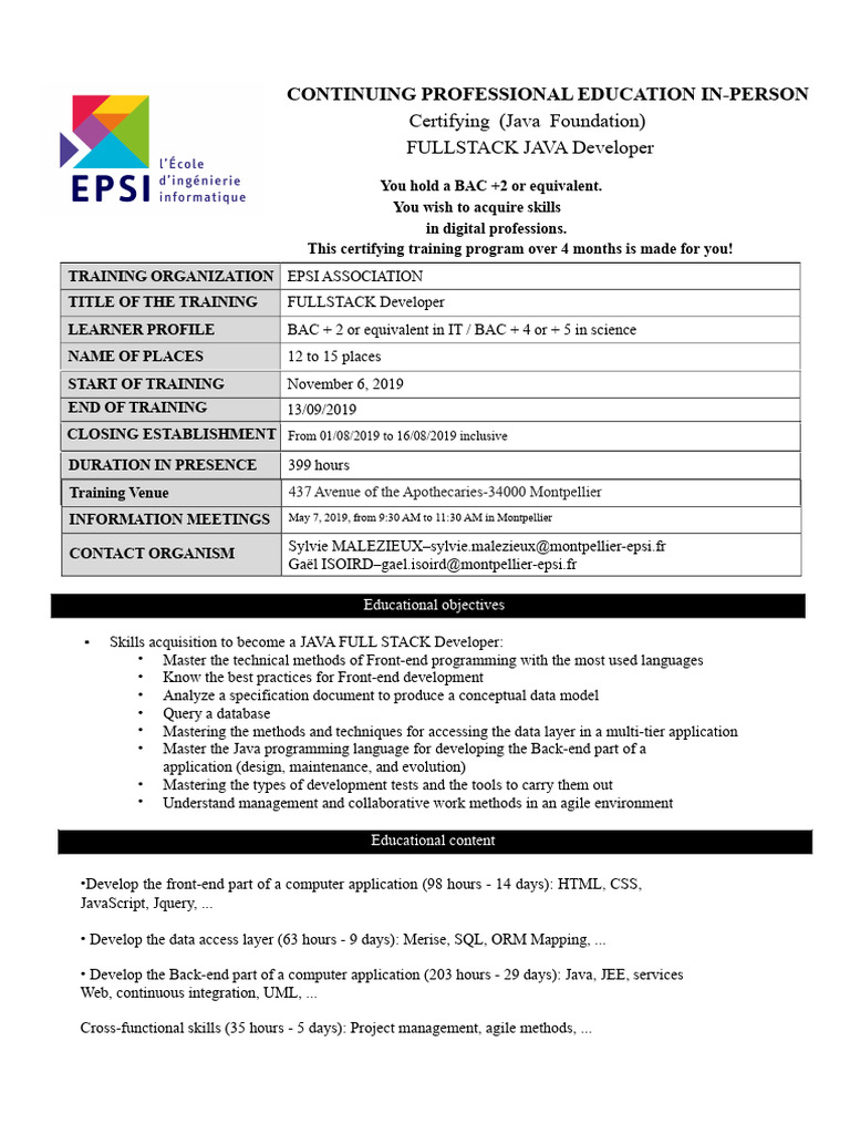 Fullstack Developer Training | PDF | Java (Programming Language) | Data