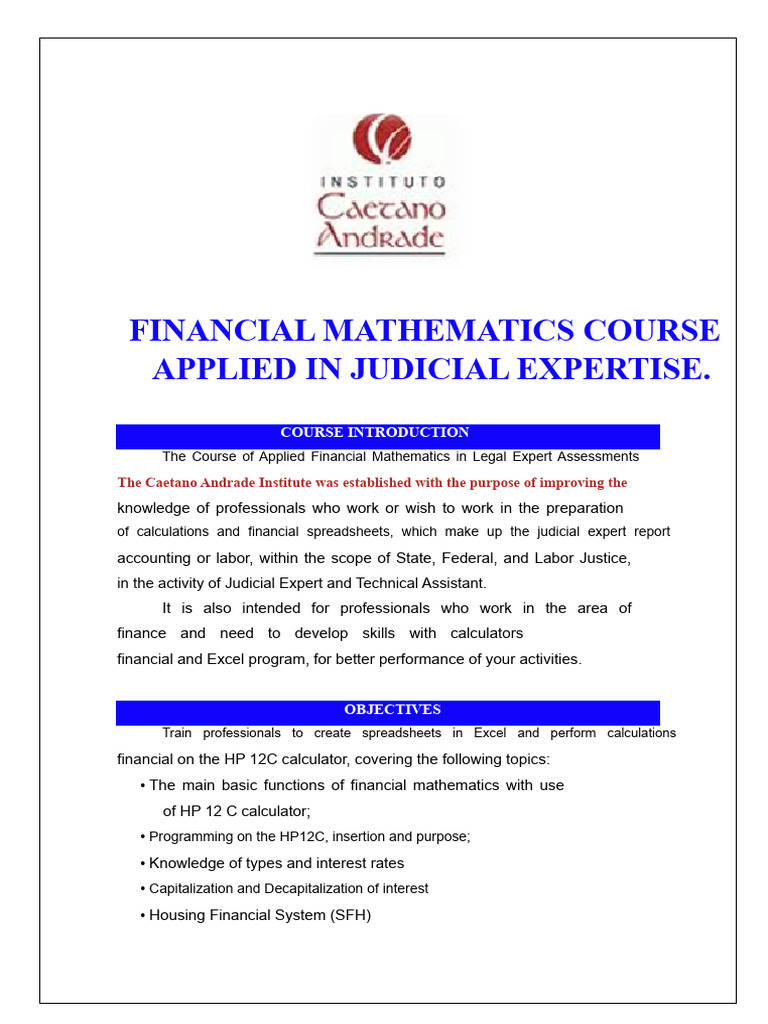 Applied Financial Mathematics Course in Judicial Expertise. | PDF ...