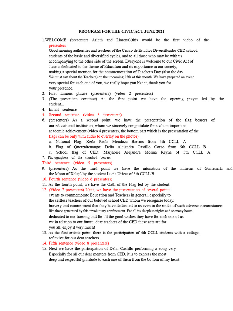 PROGRAM FOR THE CIVIC EVENT JUNE 2021 Presenters 2 | PDF