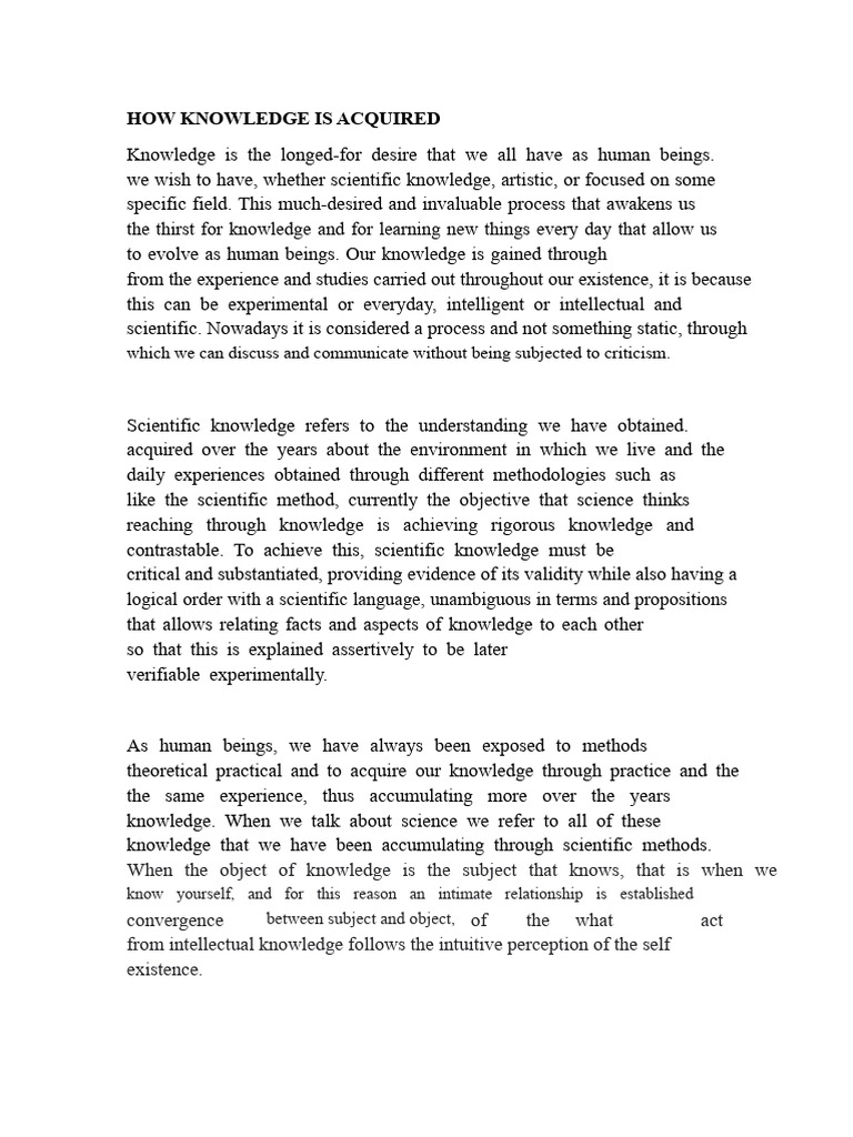 Understanding Knowledge Acquisition | PDF