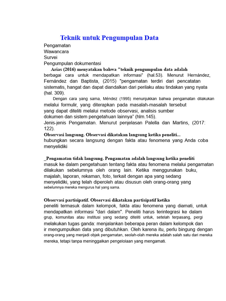 Teknik Pengumpulan Data Penelitian | PDF