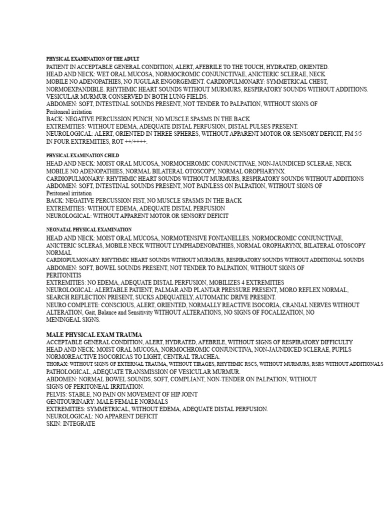 medical templates | PDF | Physical Examination | Wound