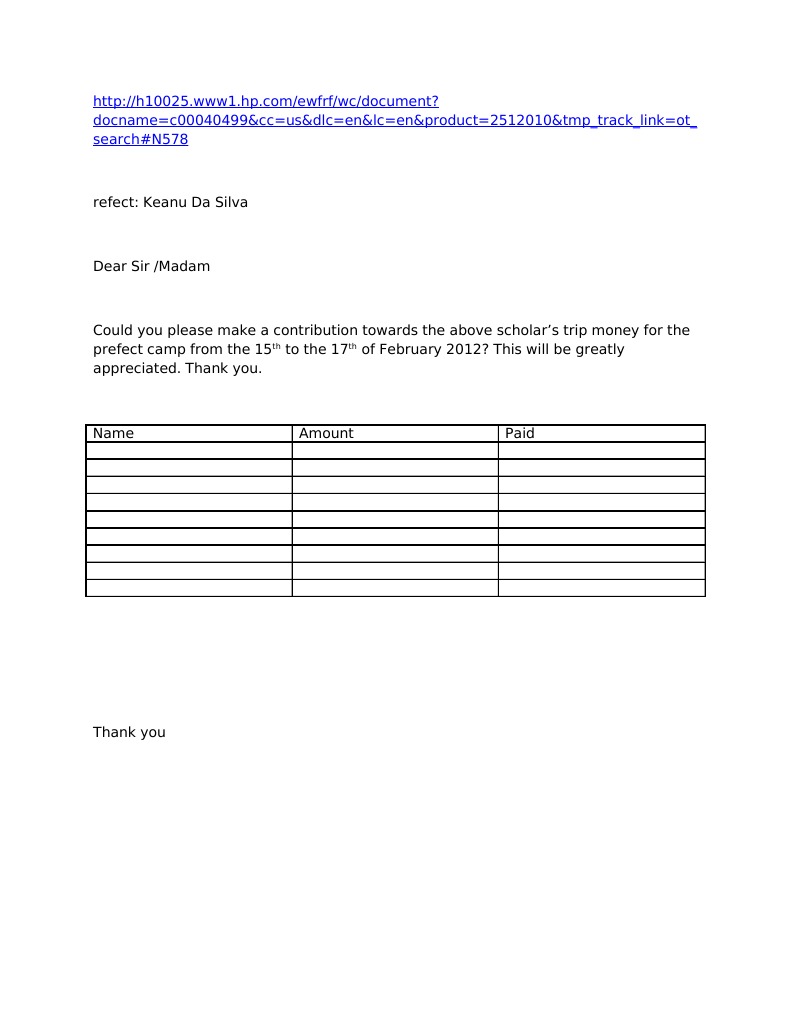 Request for Contribution to Prefect Camp | PDF