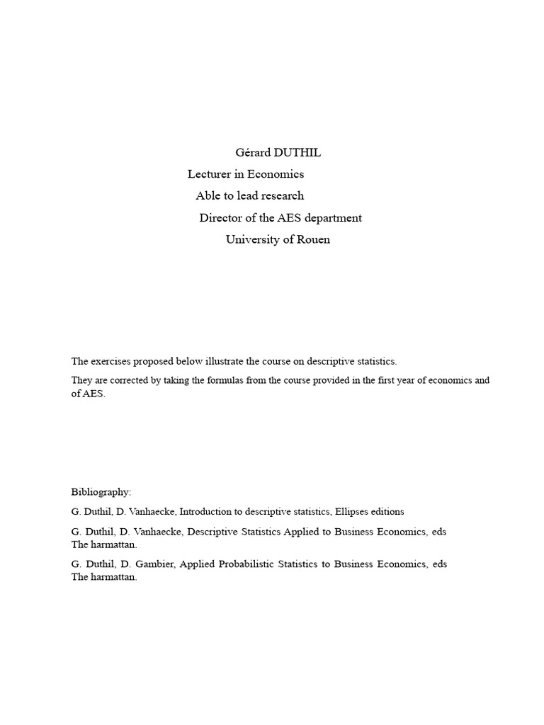 Corrected exercises in statistics (1) | PDF | Mean | Coefficient Of Variation