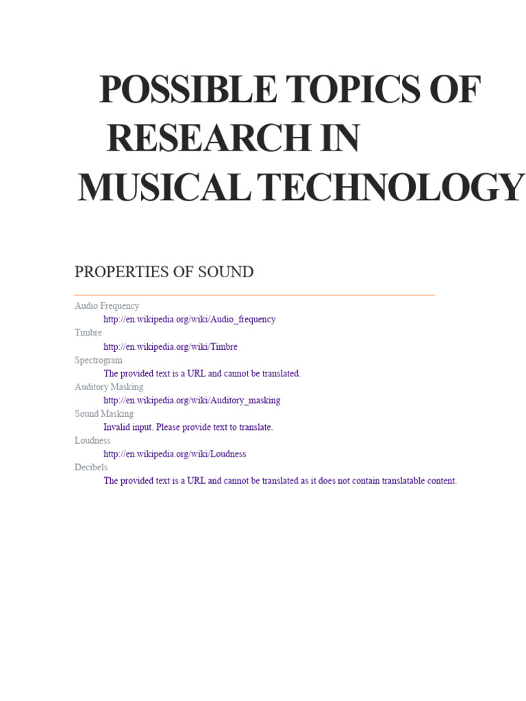 Possible Music Research Topics | PDF | Synthesizer | Sound