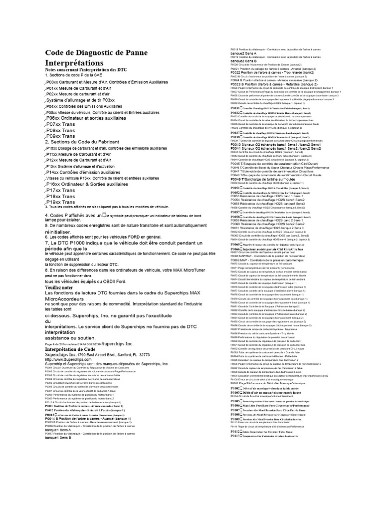Codes DTC et Interprétations Techniques | PDF | Injection (moteur ...