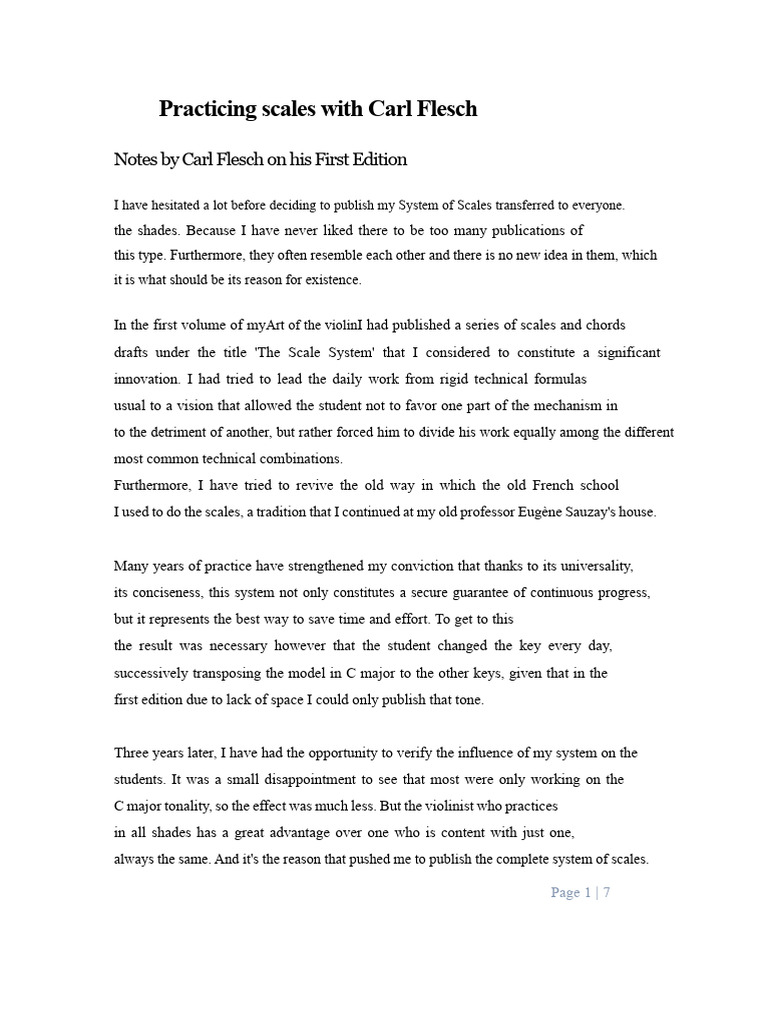 Carl Flesch's Complete Scale System | PDF | Interval (Music) | Scale ...