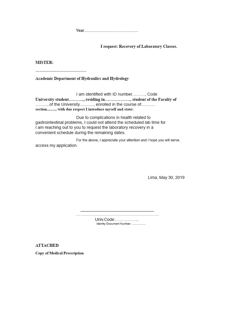 Request for Laboratory Class Recovery | PDF