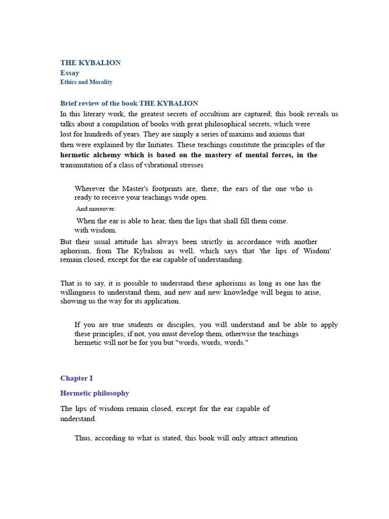 Kybalion Essay | PDF | Hermeticism