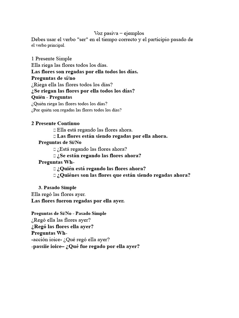 voz pasiva | PDF | Verbo | Relaciones sintácticas