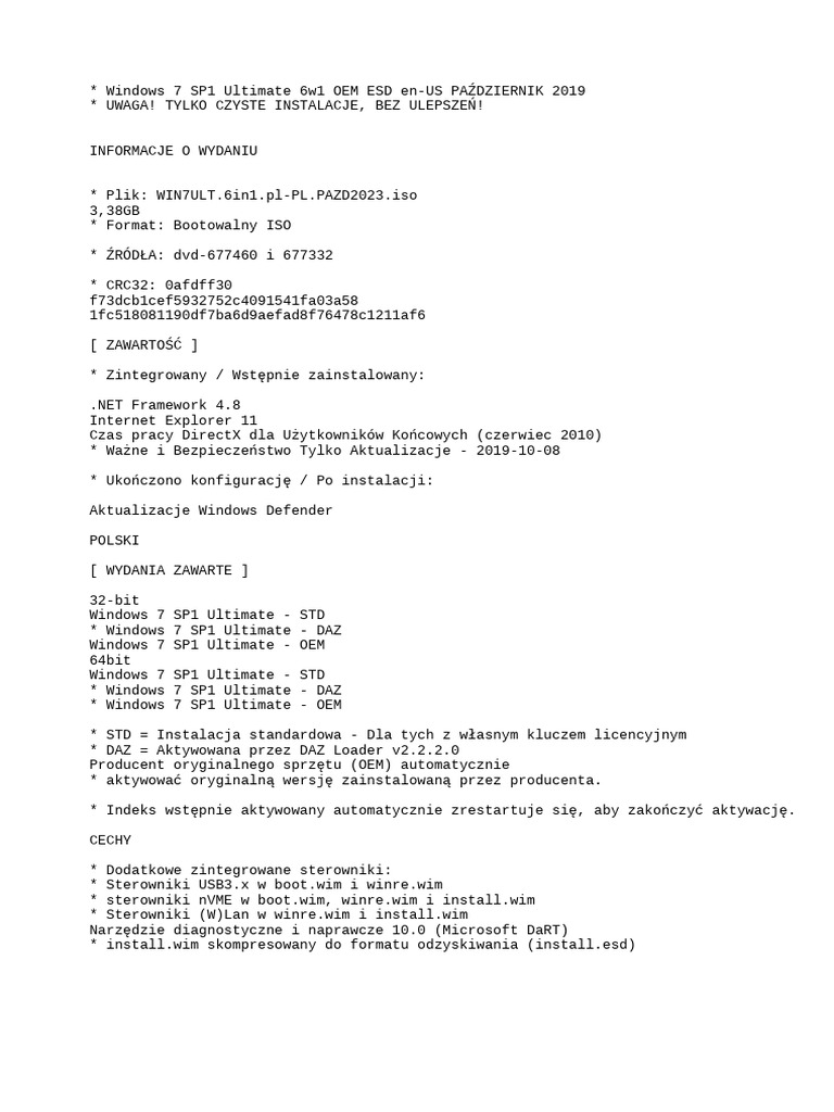 Windows 7 SP1 Ultimate 6in1 OEM ESD PL-PL PAŹDZIERNIK 2019 (Gen2) | PDF