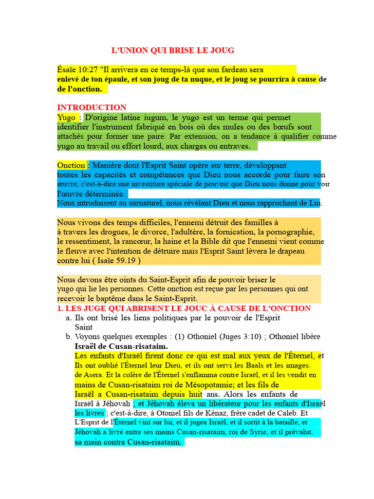 L'Onction qui Brise le Joug | PDF | Onction | Saint-Esprit