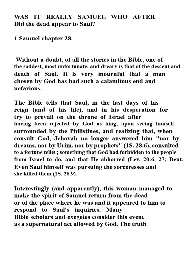 Was Samuel's Spirit Real or Deceptive? | PDF | Samuel | Saul