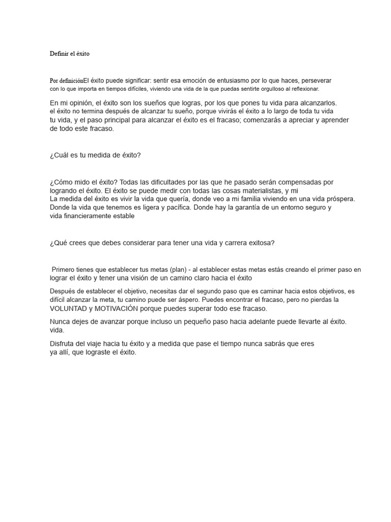 Definiendo el Éxito Personal | PDF