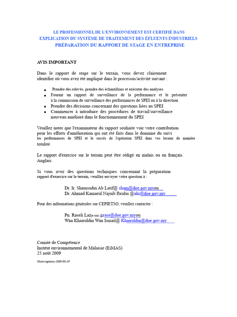 CePIETSO-Field - Training - Report (Format Rapport Complet en Malais ...