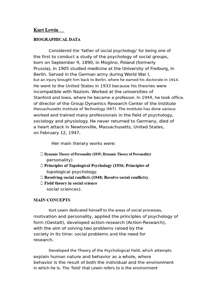 Kurt Lewin | PDF | Psychology | Action Research
