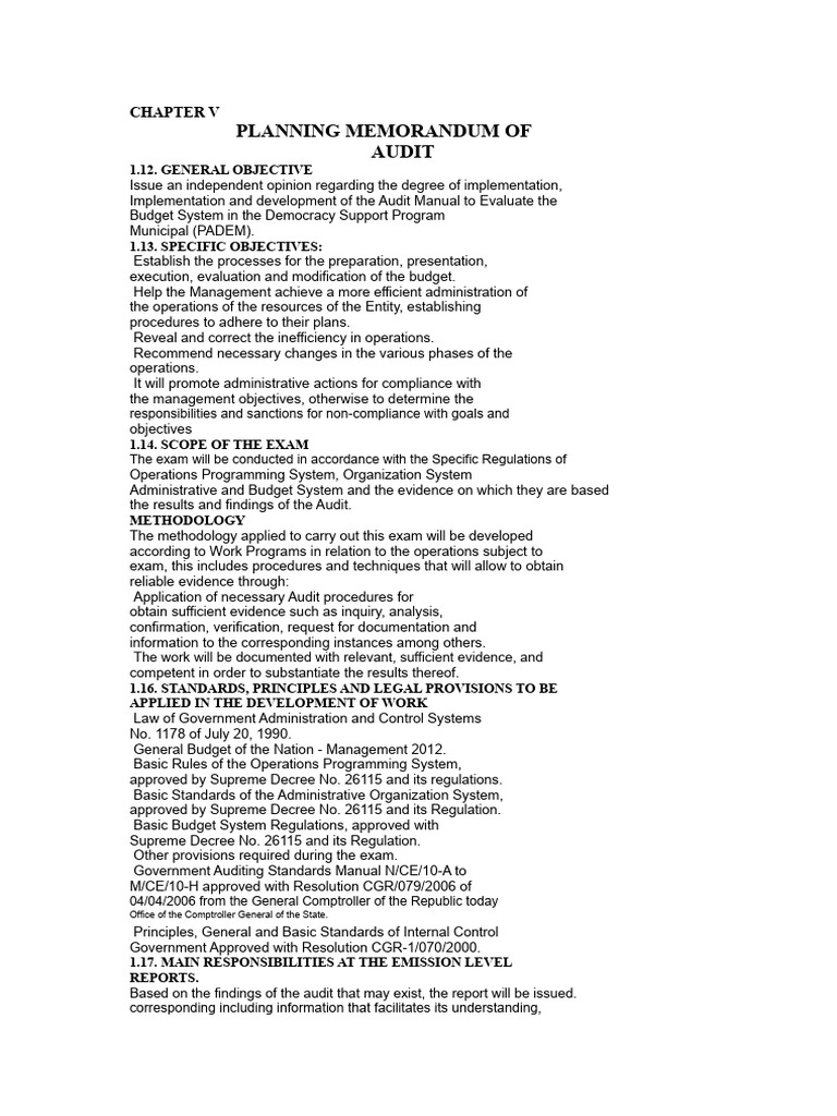 Audit Planning Memorandum | PDF | Audit | Financial Audit