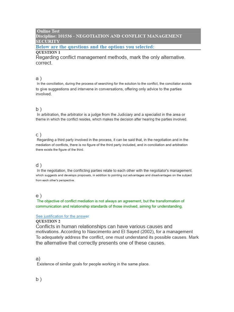 Discipline 101536 Negotiation and Security Conflict Management | PDF ...