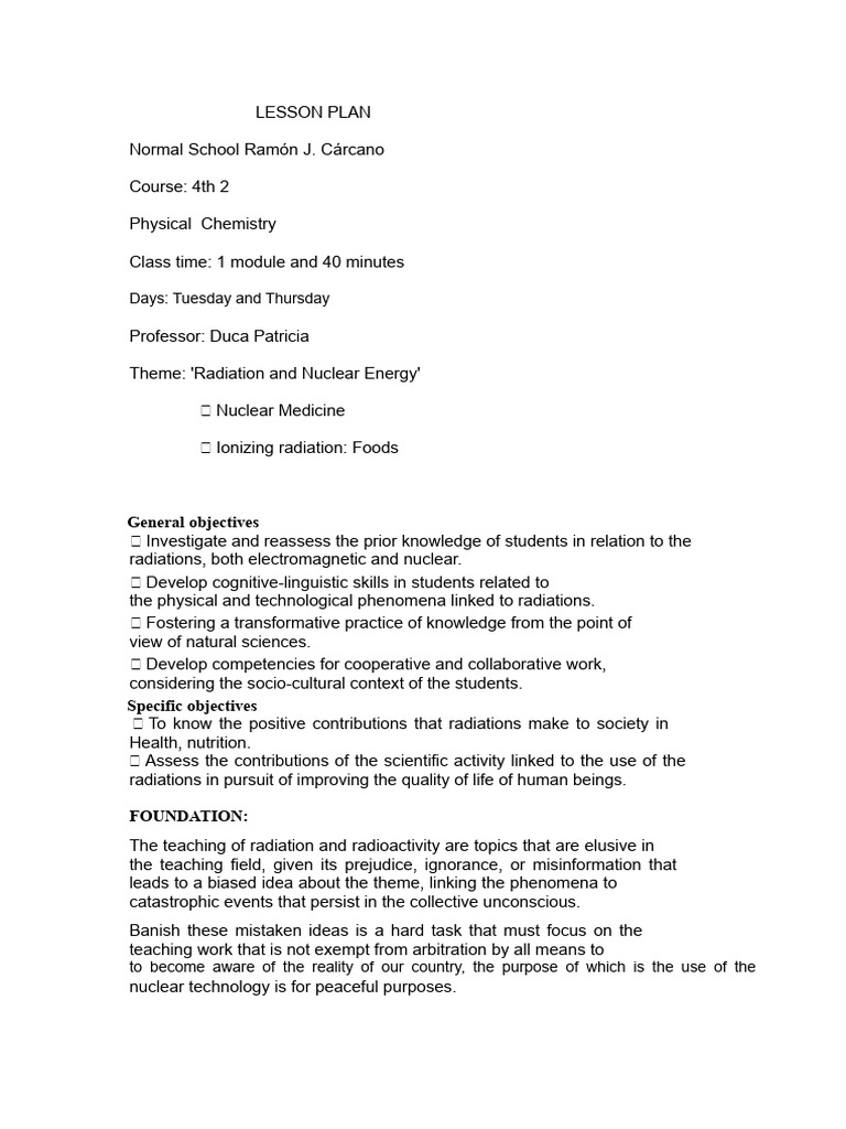 Radiation and Nuclear Energy Lesson Plan | PDF | Radiation Therapy ...