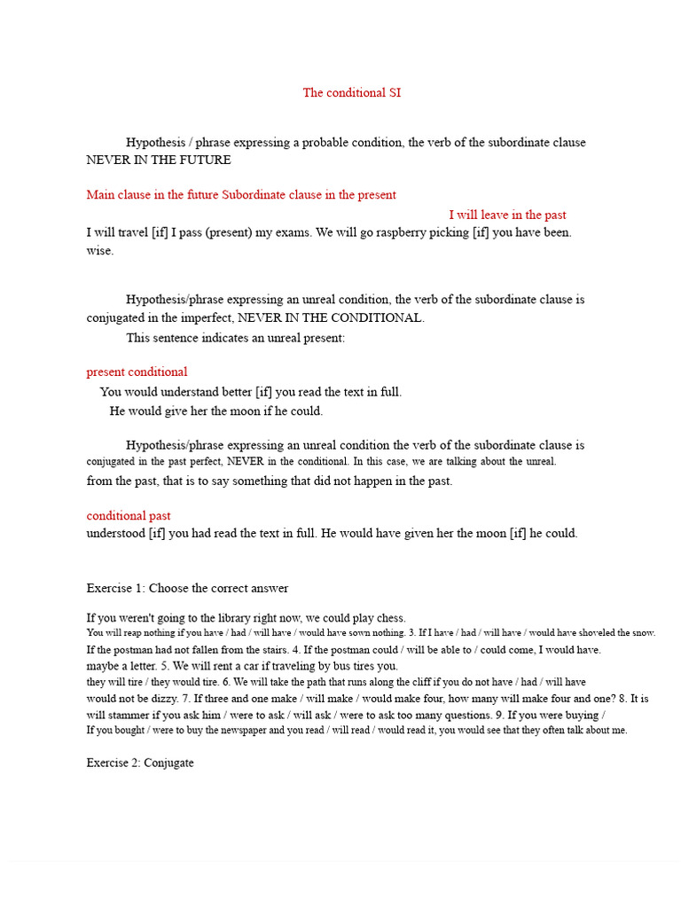 Conditional Rules - Exercises | PDF | Syntax | Linguistics